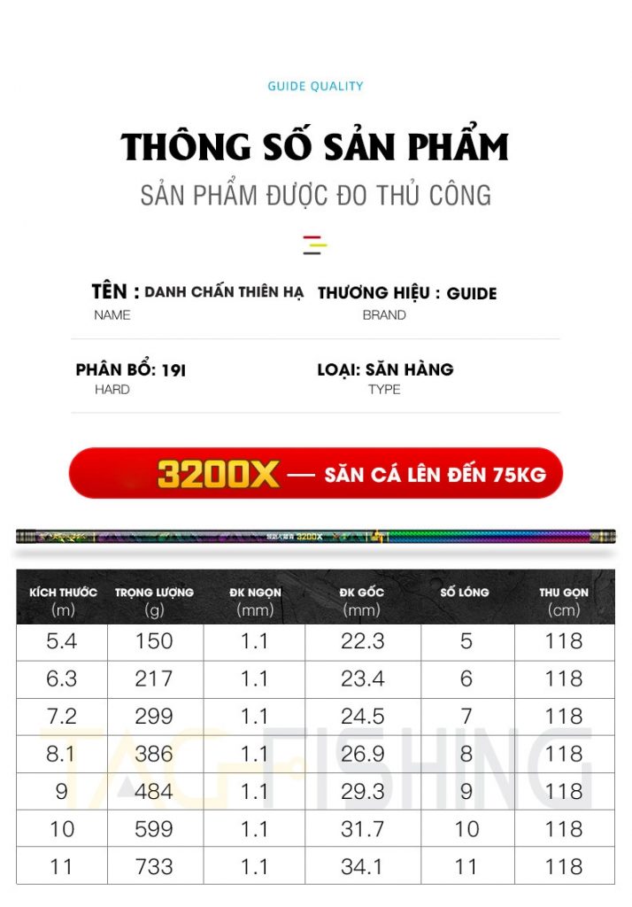 Cần Câu Tay Guide Danh Chấn Thiên Hạ 3200X - Vua Đồ Câu